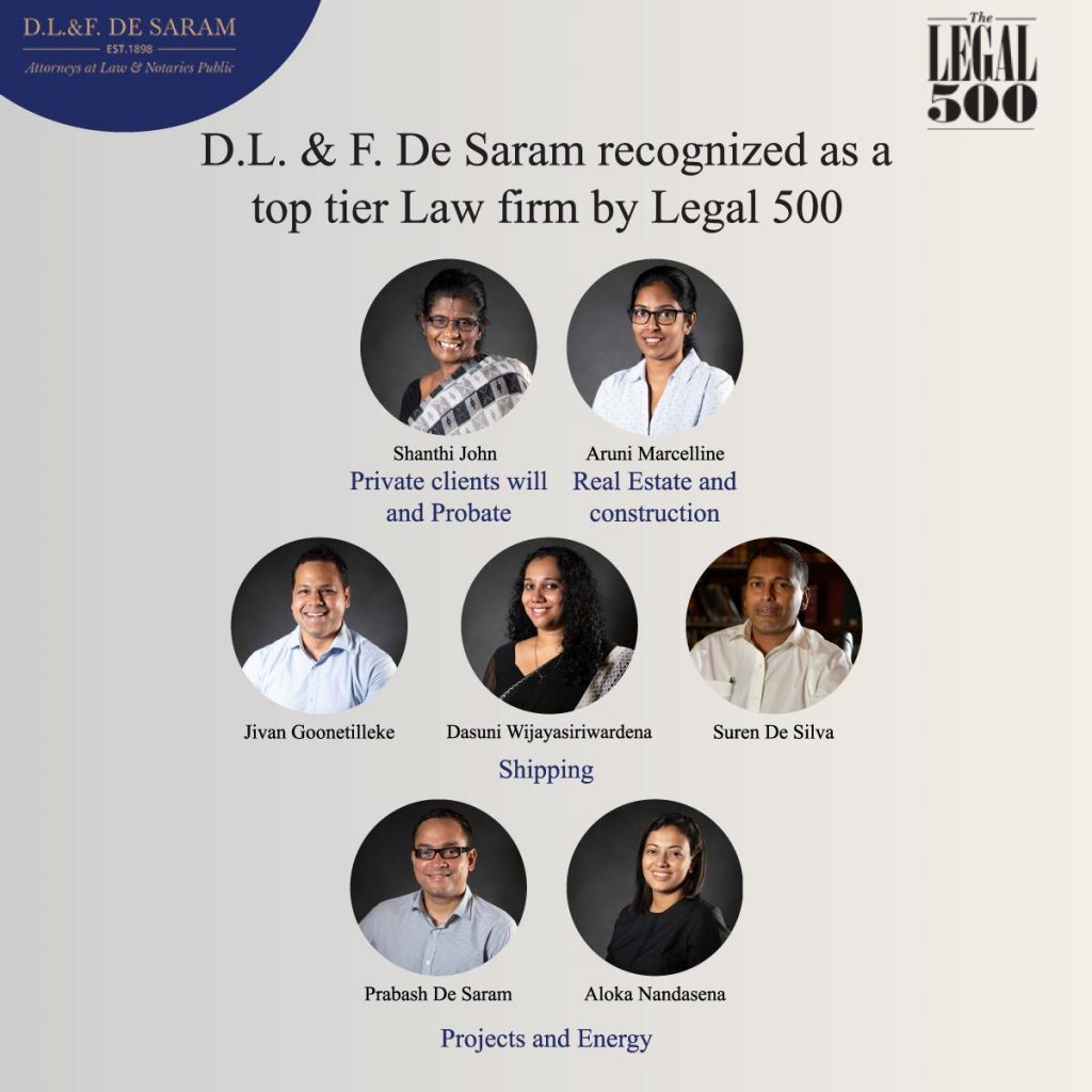 D.L. & F. De Saram recognized as a top tier Law firm by Legal 500 | D ...